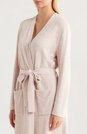 Barefoot Dreams Cozychic Lite® Tonal Contrast Robe - Barely Pink/shell