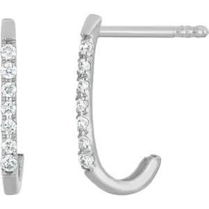 Bony Levy Diamond J-hoop Earrings - 18k White Gold