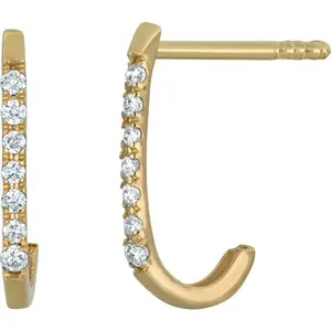 Bony Levy Diamond J-hoop Earrings - 18k Yellow Gold