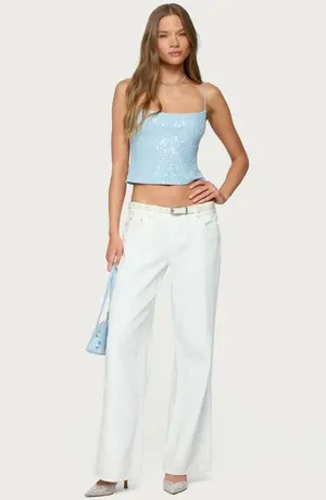 EDIKTED Sequin Crop Camisole