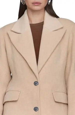 Avec Les Filles Strong Shoulder Hourglass Single Breasted Coat - Camel