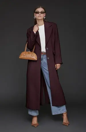 Avec Les Filles Strong Shoulder Hourglass Single Breasted Coat