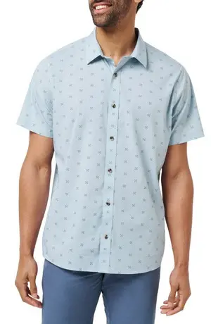 Travis Mathew Bungalow Breeze Short Sleeve Button-up Shirt - Arona