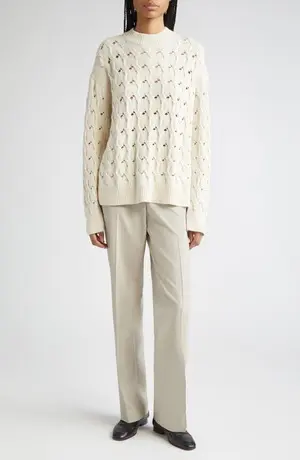 Lafayette 148 New York Cable Stitch Cashmere & Silk Sweater