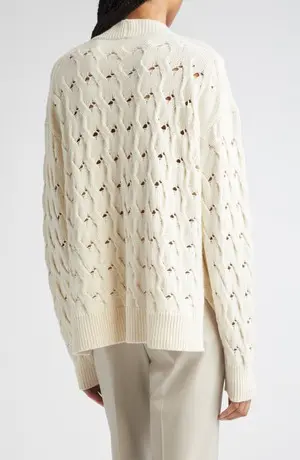Lafayette 148 New York Cable Stitch Cashmere & Silk Sweater