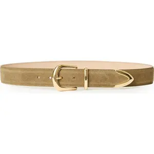 B-low The Belt Marc Suede Belt - Dark Moss/ Gold