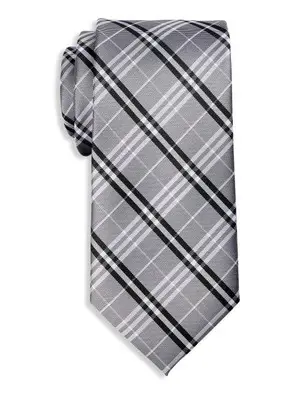 OAK HILL BY DXL Big & Tall Spring Plaid Tie - Black