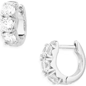 Nordstrom Cubic Zirconia Huggie Hoop Earrings - Clear- Silver