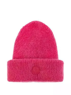 Moncler Logo-patch Mohair-blend Beanie - Pink