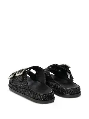 ALIBI Double-buckle Flat Sandals - Black