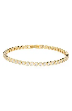 Nordstrom Cubic Zirconia Bezel Tennis Bracelet - Clear- Gold