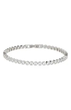 Nordstrom Cubic Zirconia Bezel Tennis Bracelet - Clear- Silver