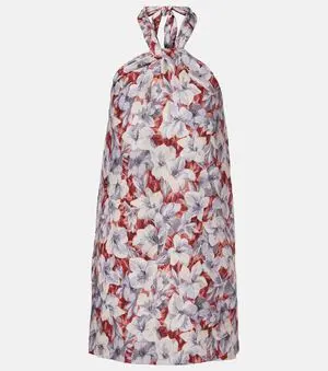 Posse Luna Floral Halterneck Linen Minidress - Multicoloured