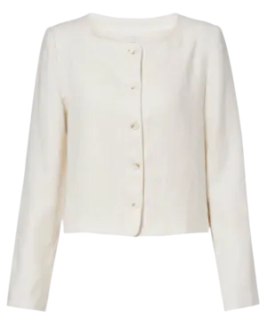Posse Emma Cropped Linen Jacket - White