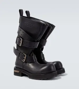 Balenciaga Venom Leather Biker Boots - Black