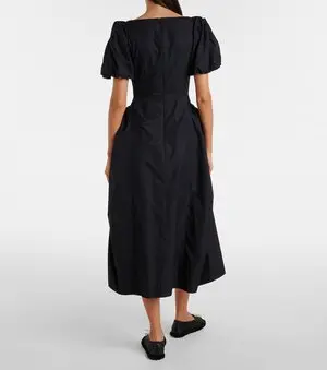 Simone Rocha Puff-sleeve Cotton Poplin Midi Dress - Black