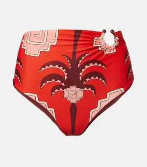 Johanna Ortiz Taita Printed High-rise Bikini Bottoms - Red