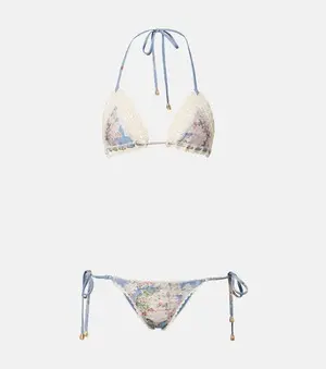 Zimmermann Cascadian Crochet Floral Bikini - Blue