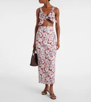 Posse Luna Floral Linen Crop Top - Multicoloured