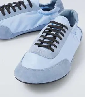 Prada Re-nylon And Suede Sneakers - Blue