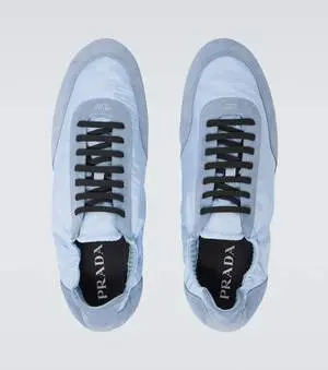Prada Re-nylon And Suede Sneakers - Blue