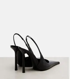 Saint Laurent Vendome 110 Leather Slingback Pumps - Black