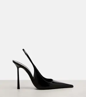 Saint Laurent Vendome 110 Leather Slingback Pumps - Black