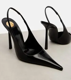 Saint Laurent Vendome 110 Leather Slingback Pumps - Black