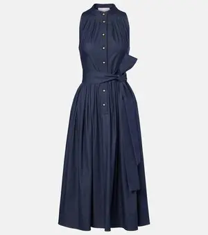CAROLINA HERRERA Gathered Cotton-Blend Midi Dress