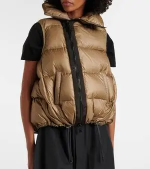 Sacai Asymmetric Quilted Down Vest - Beige