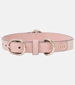 Gucci Gg Leather-trimmed Dog Collar - Pink