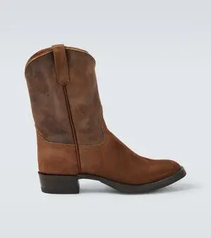 Ralph Lauren Suede And Leather Cowboy Boots