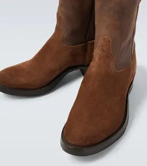 Ralph Lauren Suede And Leather Cowboy Boots