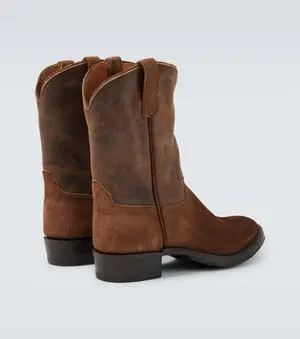 Ralph Lauren Suede And Leather Cowboy Boots
