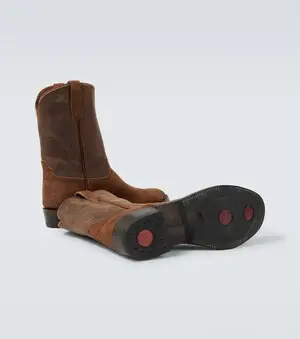 Ralph Lauren Suede And Leather Cowboy Boots