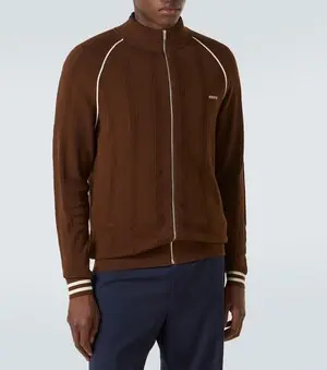 Miu Miu Logo Cotton-blend Zip-up Cardigan