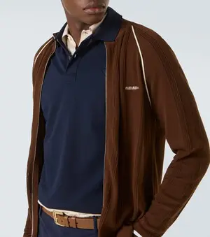 Miu Miu Logo Cotton-blend Zip-up Cardigan