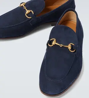 Gucci Jordaan Horsebit Suede Loafers - Blue