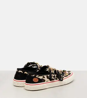 Valentino Garavani Embellished Calf Hair Sneakers - Brown