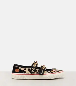 Valentino Garavani Embellished Calf Hair Sneakers - Brown