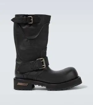 Balenciaga Venom Leather Biker Boots - Black