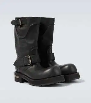 Balenciaga Venom Leather Biker Boots - Black