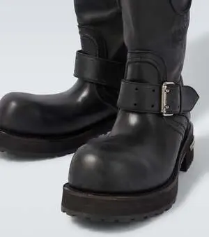 Balenciaga Venom Leather Biker Boots - Black
