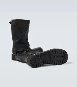 Balenciaga Venom Leather Biker Boots - Black