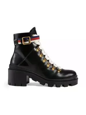 Gucci Leather Ankle Boots With Sylvie Web Detail