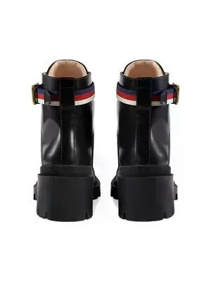 Gucci Leather Ankle Boots With Sylvie Web Detail