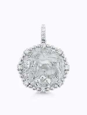 BRIONY RAYMOND Diamond Zodiac Medallion - 18k White Gold
