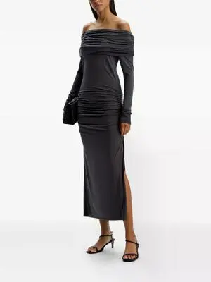 12 STOREEZ Off-shoulder Ruched Dress - Grey