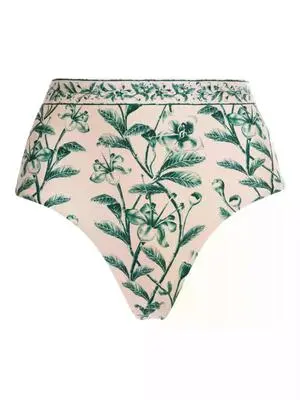 Agua Bendita Floral-print High-waist Bikini Bottom - Neutrals