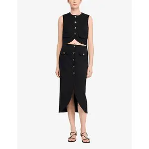 Sandro High-rise Button-down Midi Skirt